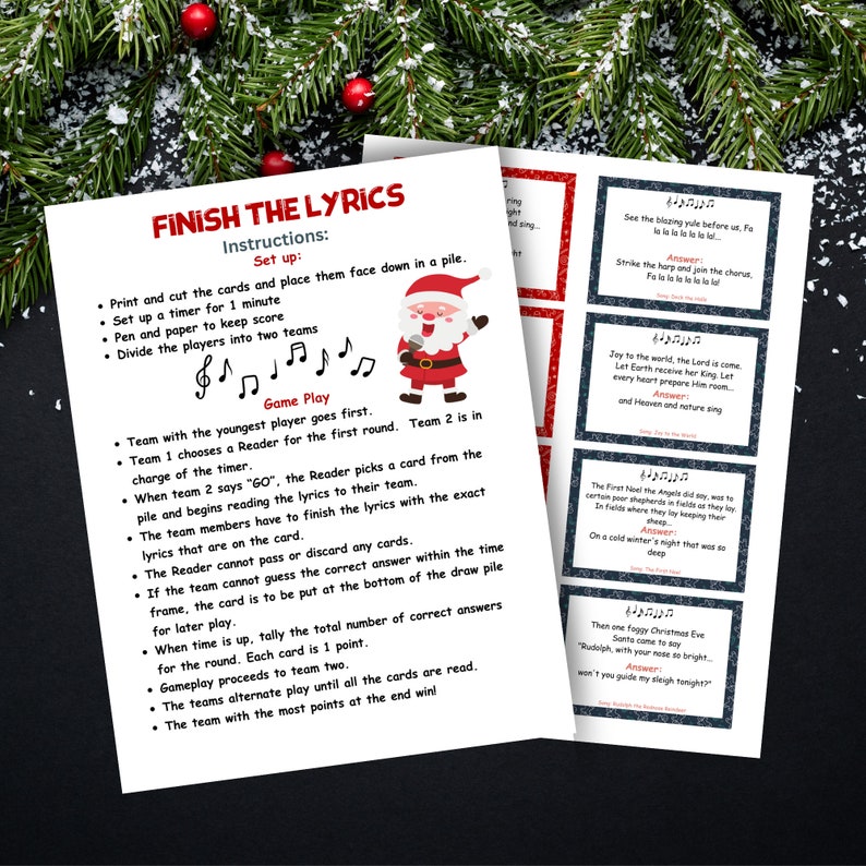 Christmas Carol Finish the Lyric Game, Finish the Phrase Christmas ...