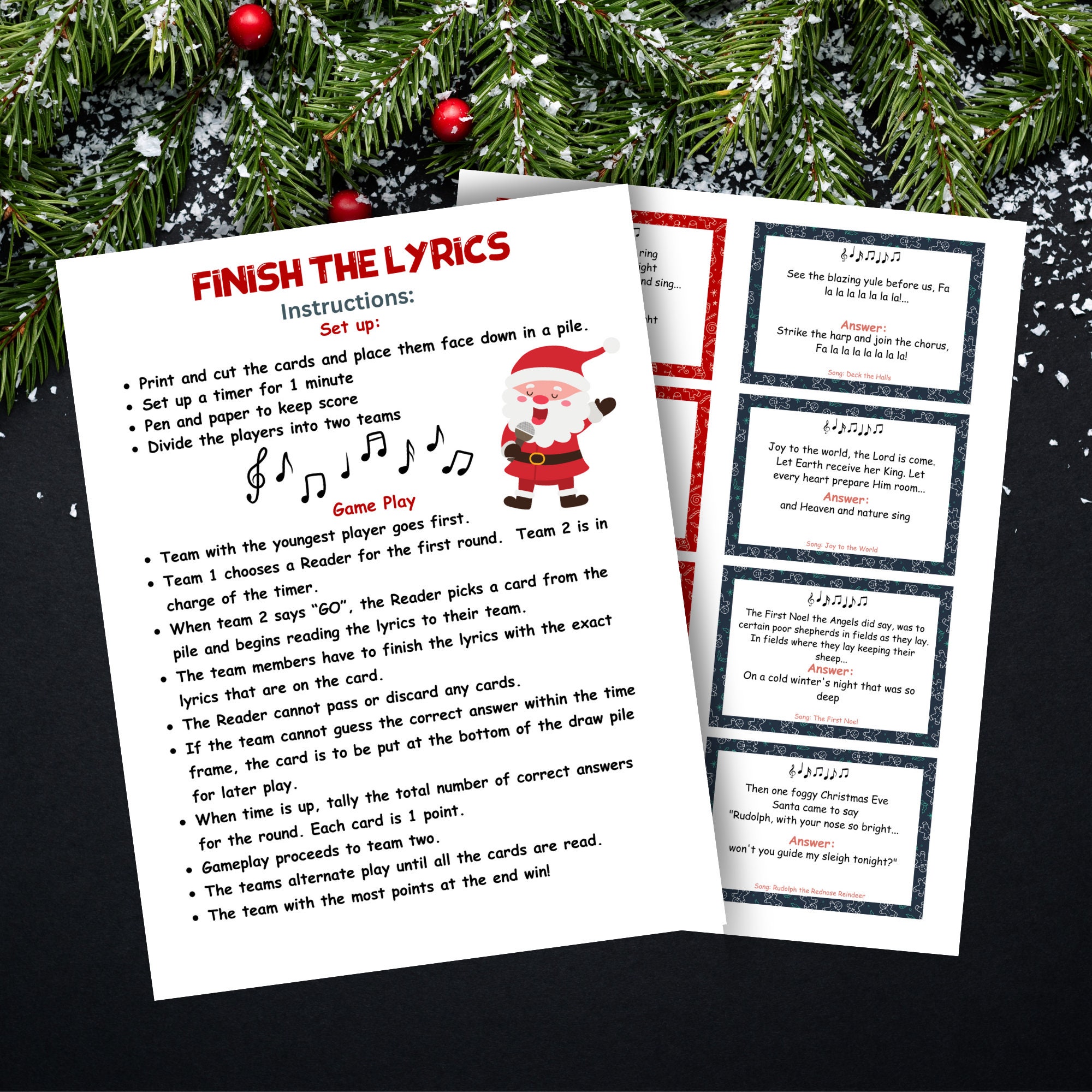 Christmas Carol Finish the Lyric Game, Finish the Phrase Christmas ...