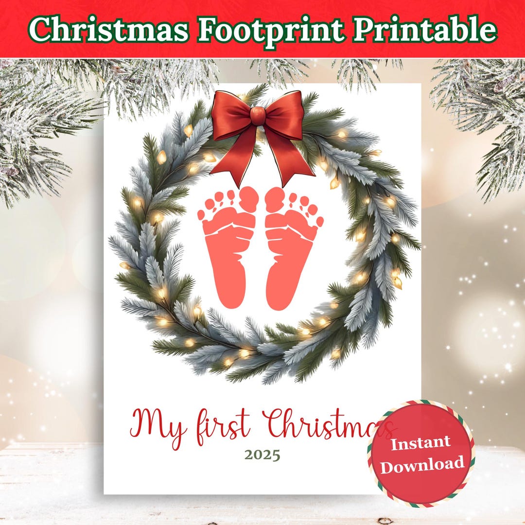 My First Christmas Footprint Printable, Baby First Christmas Printable ...