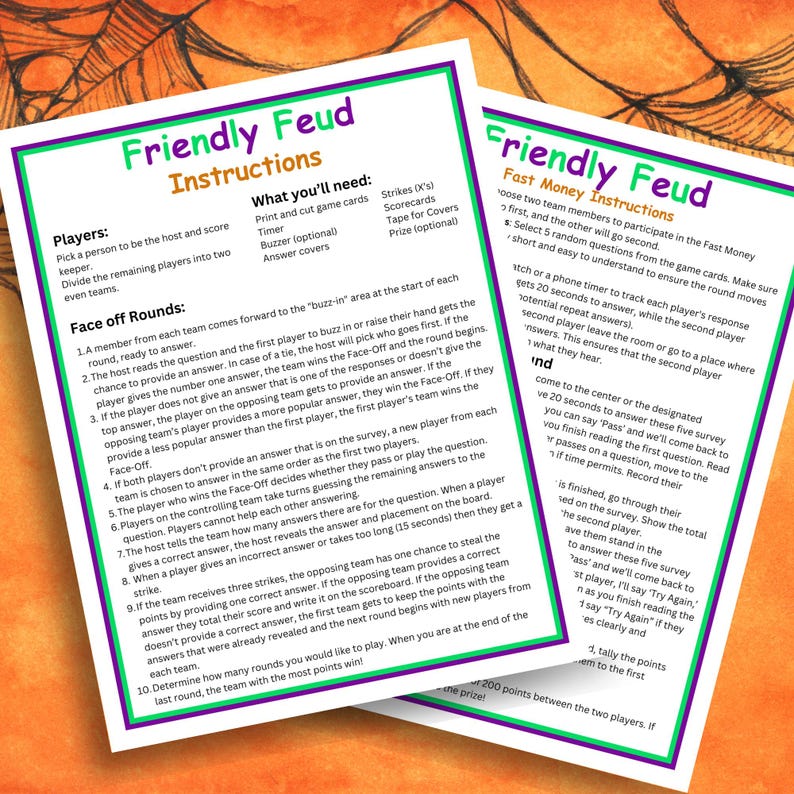 Halloween Friendly Feud Game, Printable Halloween Game, Halloween Party ...