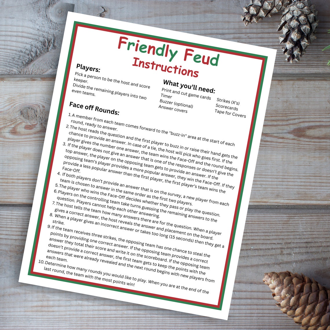 Christmas Friendly Feud Game, Printable Christmas Game, Christmas Party ...