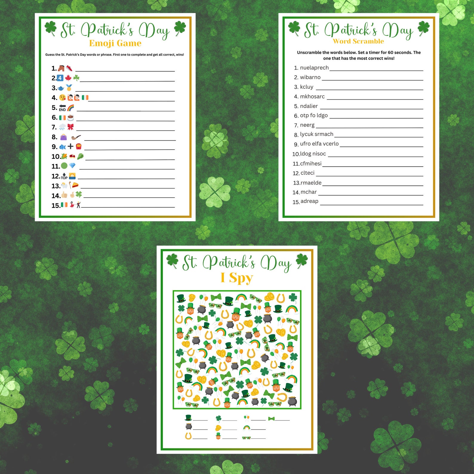 St Patrick's Day Game Bundle, St Patrick's Party Games and Activities ...