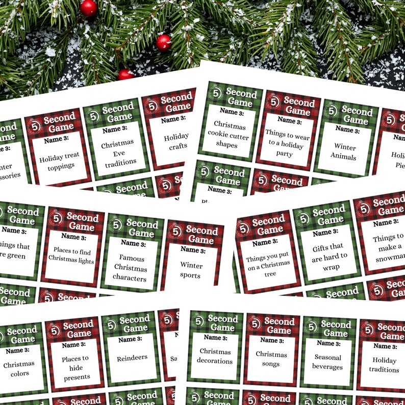 Christmas 5 Second Game, Christmas Party Game, Printable Christmas Game ...