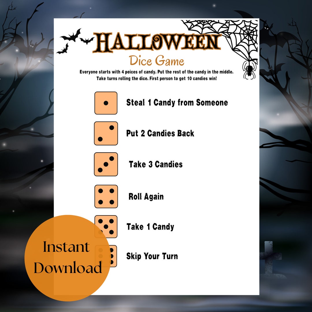 Halloween Candy Dice Game Candy Dice Game Halloween Games - Etsy