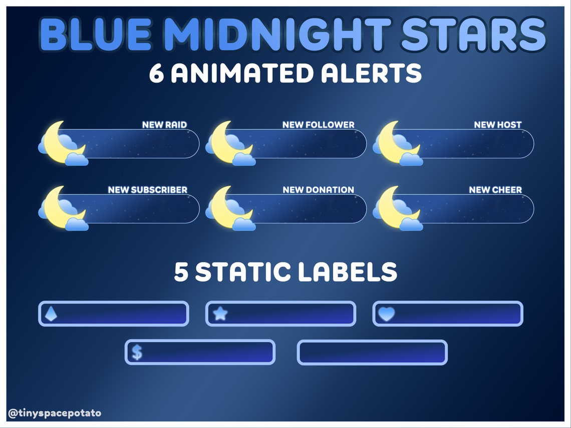 Twitch Overlay Package Animated Blue Moon Clouds - Etsy