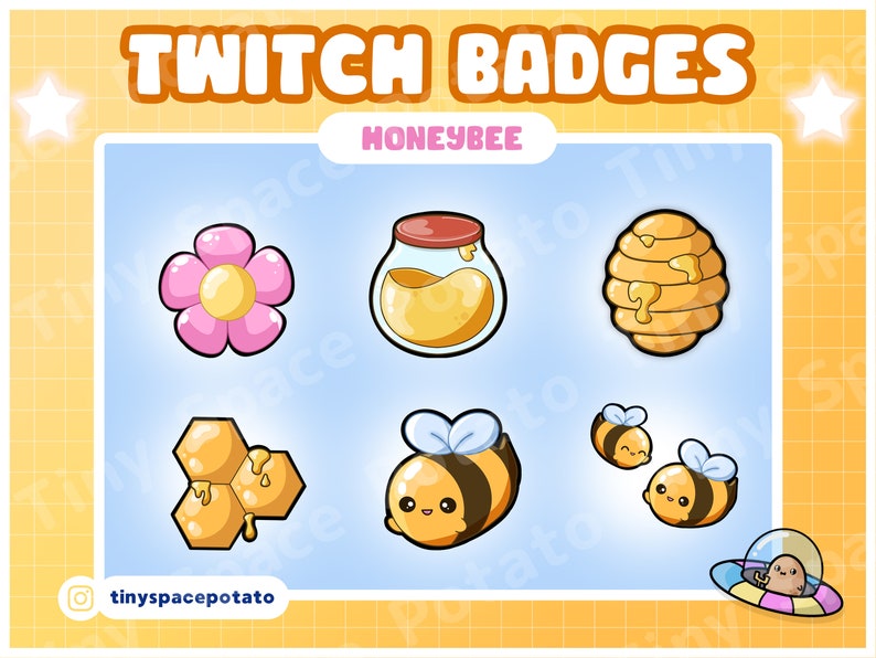 Twitch Sub Badges Honey Bee (SET OF 6) Twitch Badges Twitch Bit Badges ...