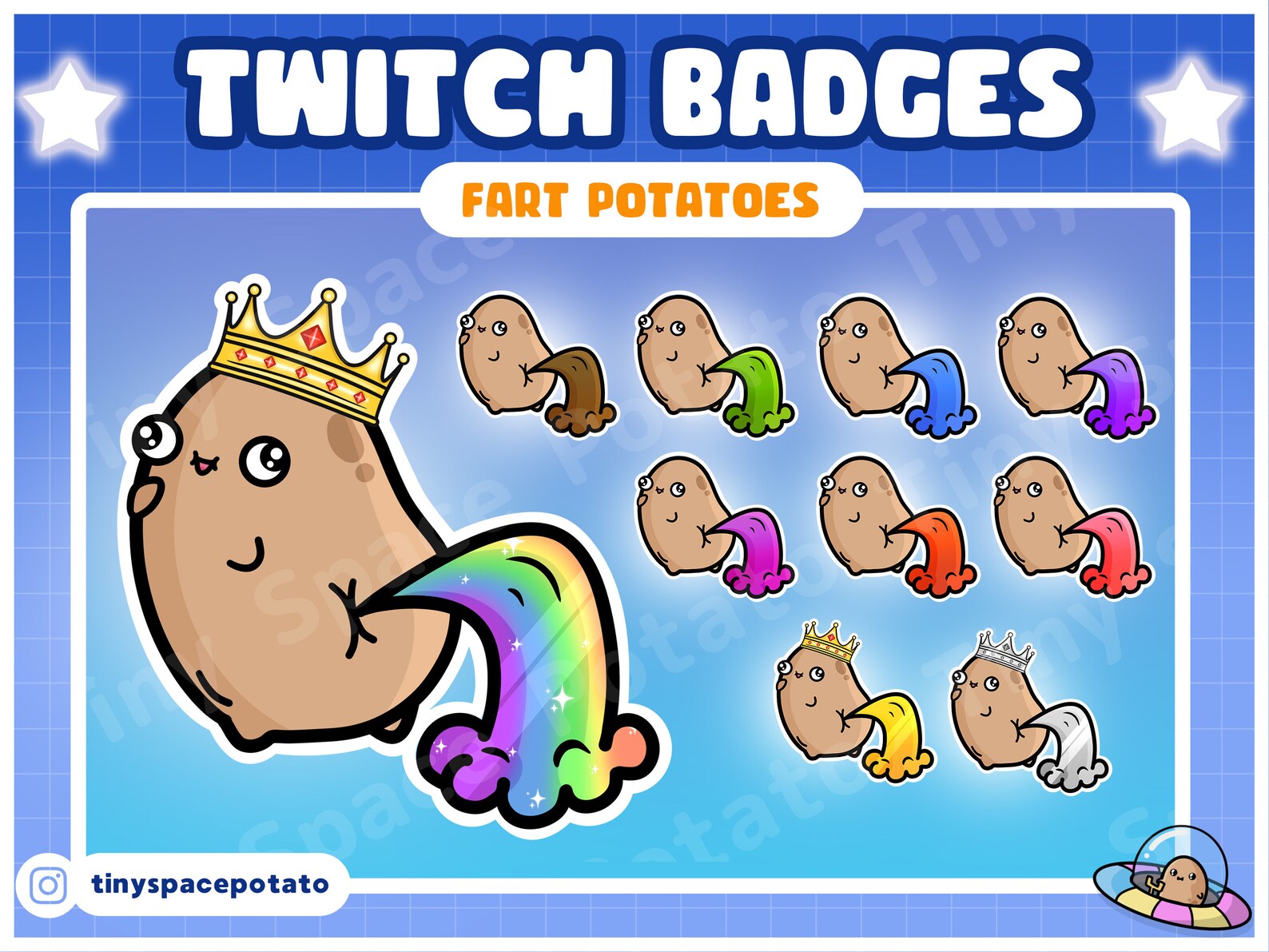 Twitch Sub Badges Fart Potato SET OF 10 Funny Twitch Badges - Etsy