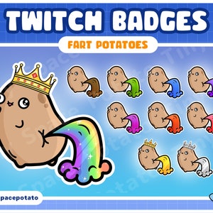 Twitch Sub Badges Fart Potato SET OF 10 Funny Twitch Badges - Etsy