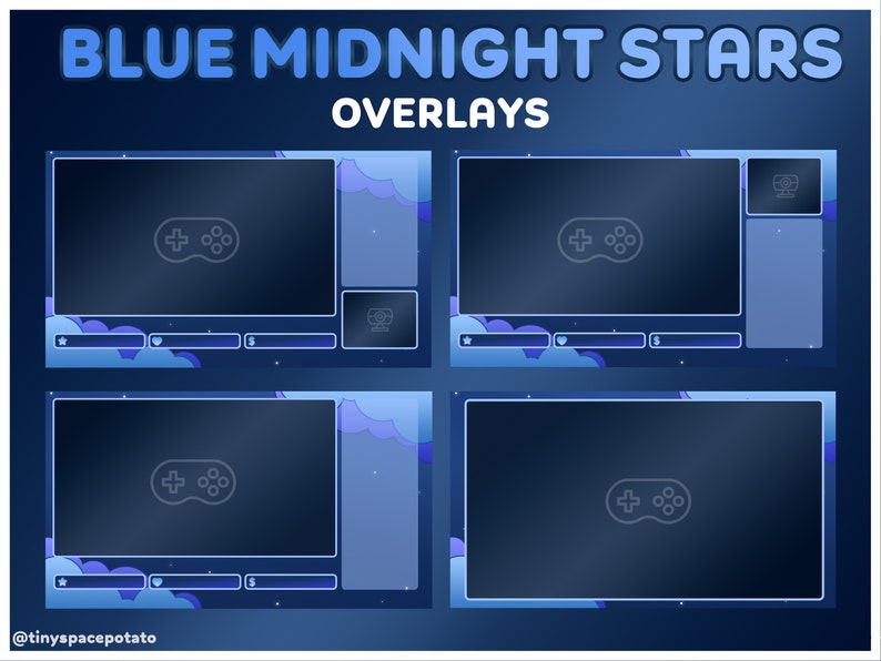 Twitch Overlay Package Animated Blue Moon Clouds - Etsy