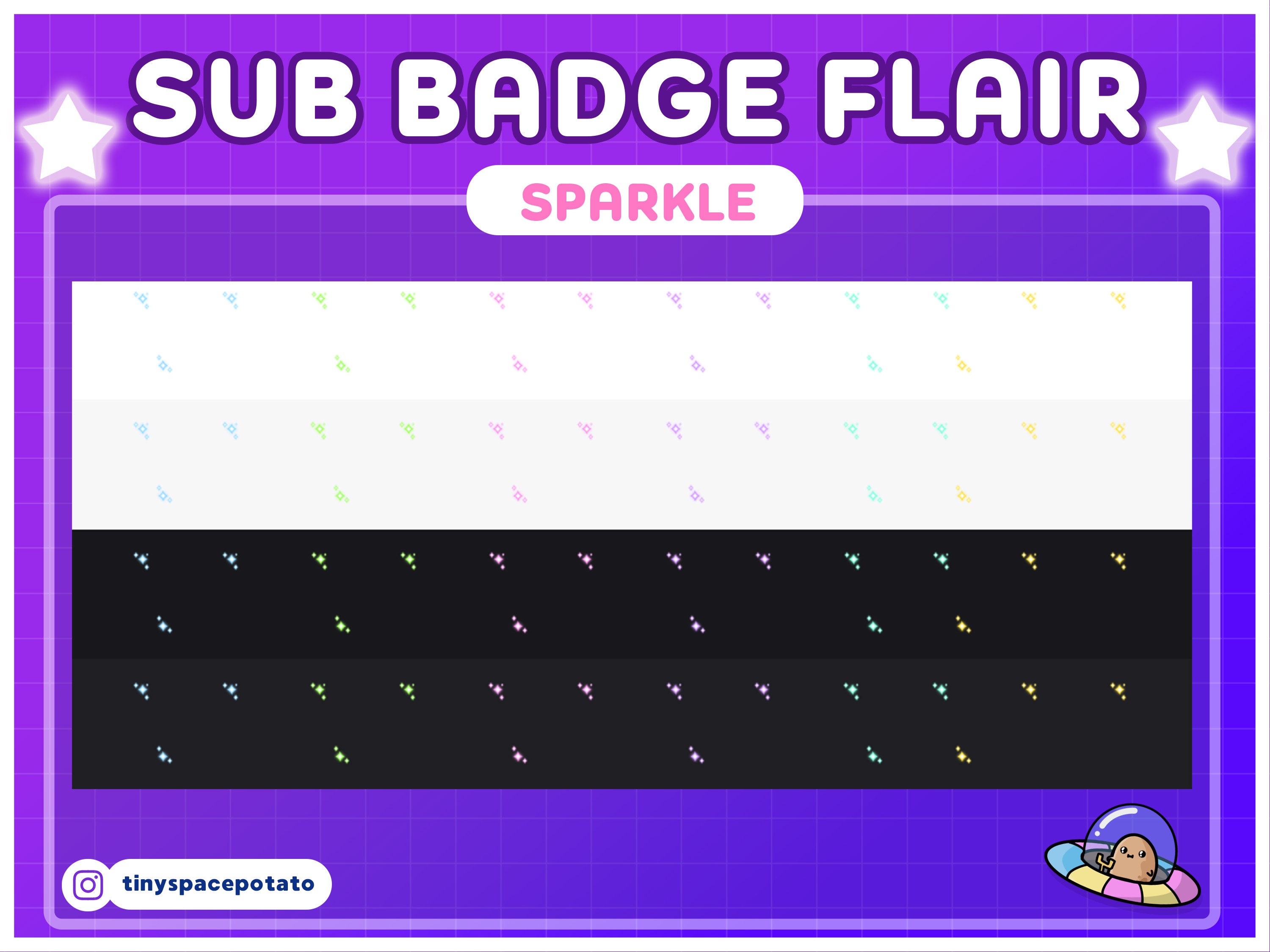 Sub Badge Flair Sparkle Glow SET of 12 Cute Glow Sparkle Sub - Etsy