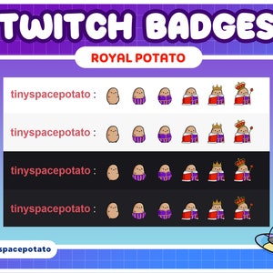 Twitch Sub Badges Royal Potato Bit Badges (SET OF 6) Funny Sub Badge ...