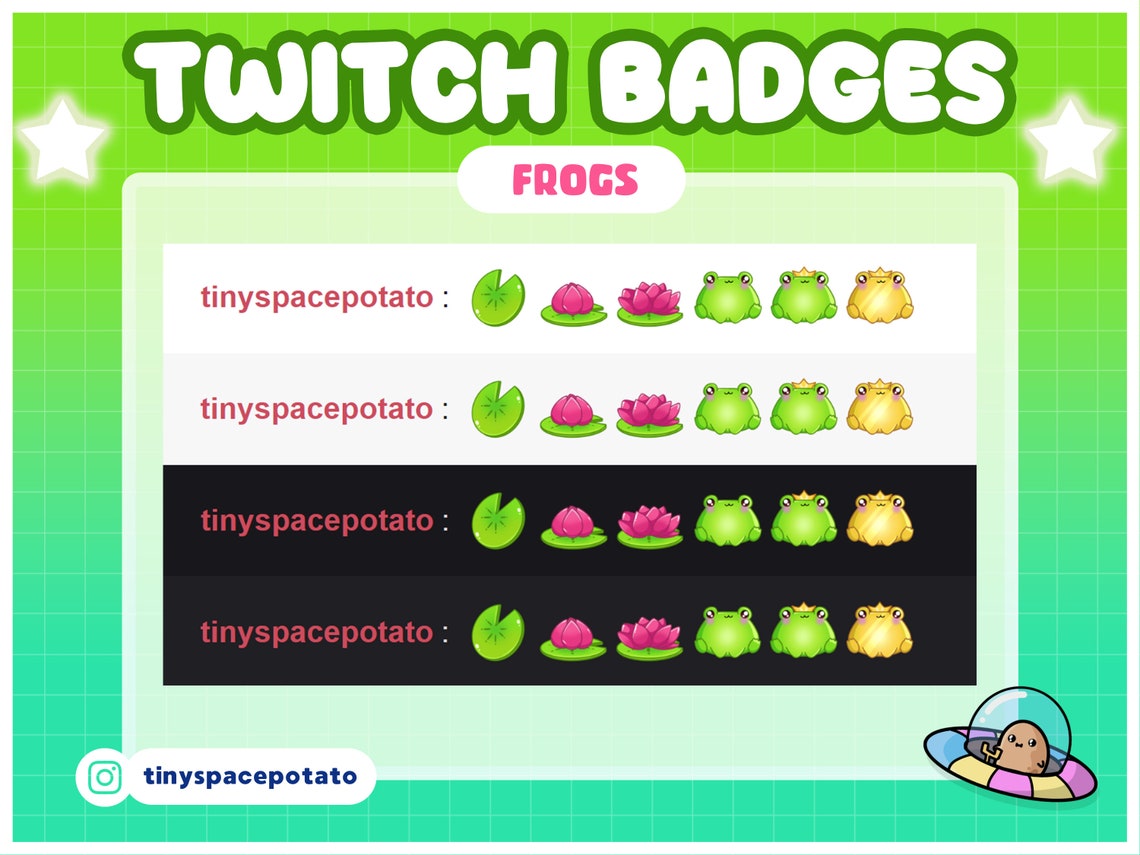 Twitch Sub Badges Frogs SET OF 6 Cute Twitch Bit Badges - Etsy