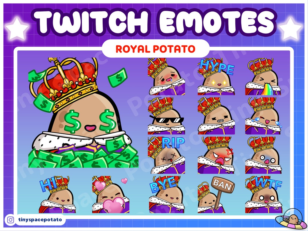 Twitch Emotes Pack Royal Potato (SET OF 15) Emotes Bundle Twitch Emotes ...