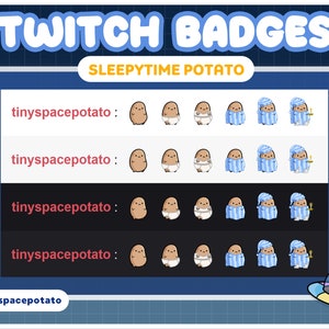 Sub Badges Twitch Cozy Potato (SET OF 6) Twitch Sub Badges Funny Sub ...