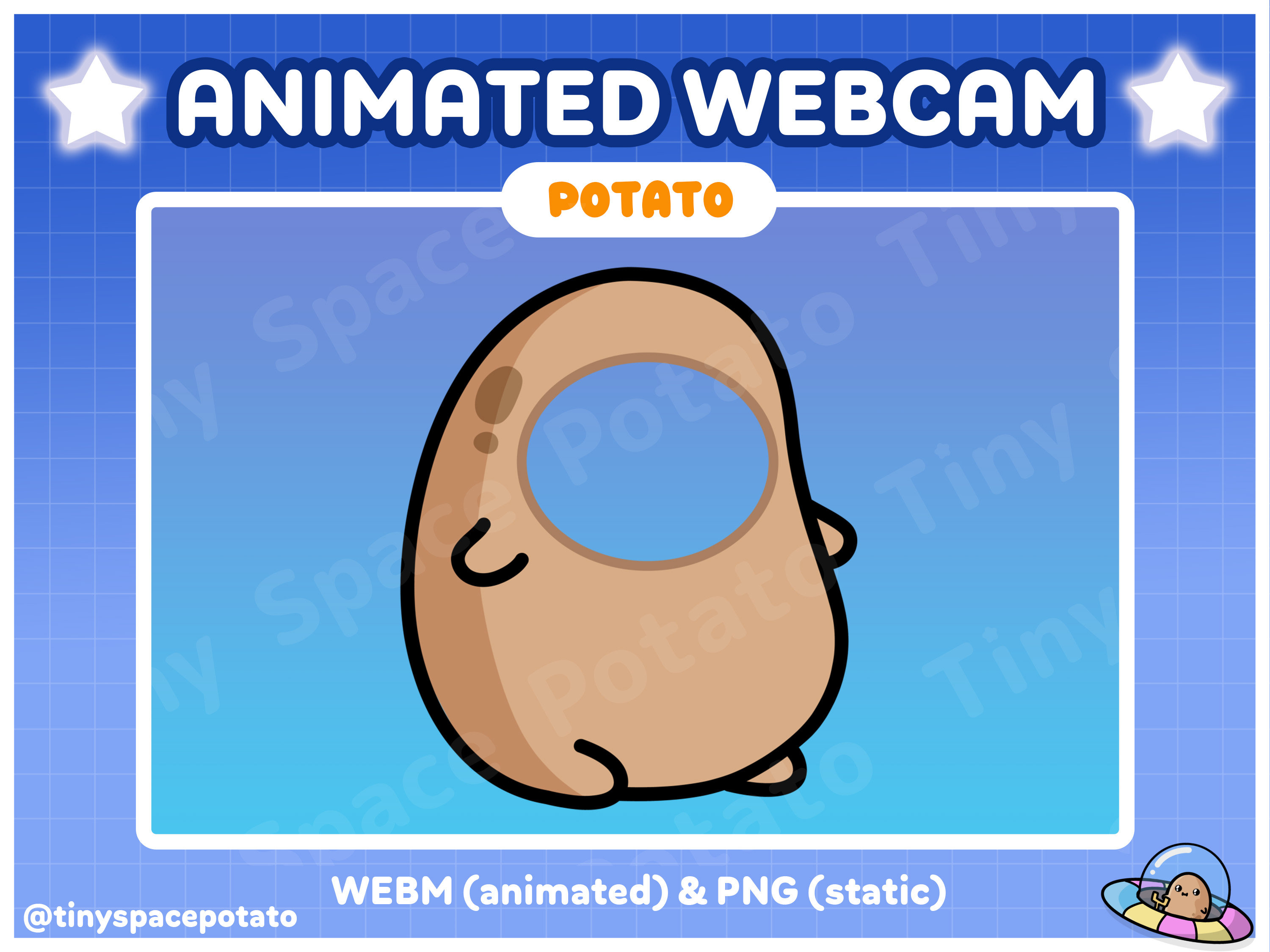 Webcam Overlay Animated Potato Funny Twitch Webcam Border Vtuber Assets ...