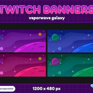Twitch Banner Vaporwave Galaxy Space SET OF 4 Twitch Banners Custom ...