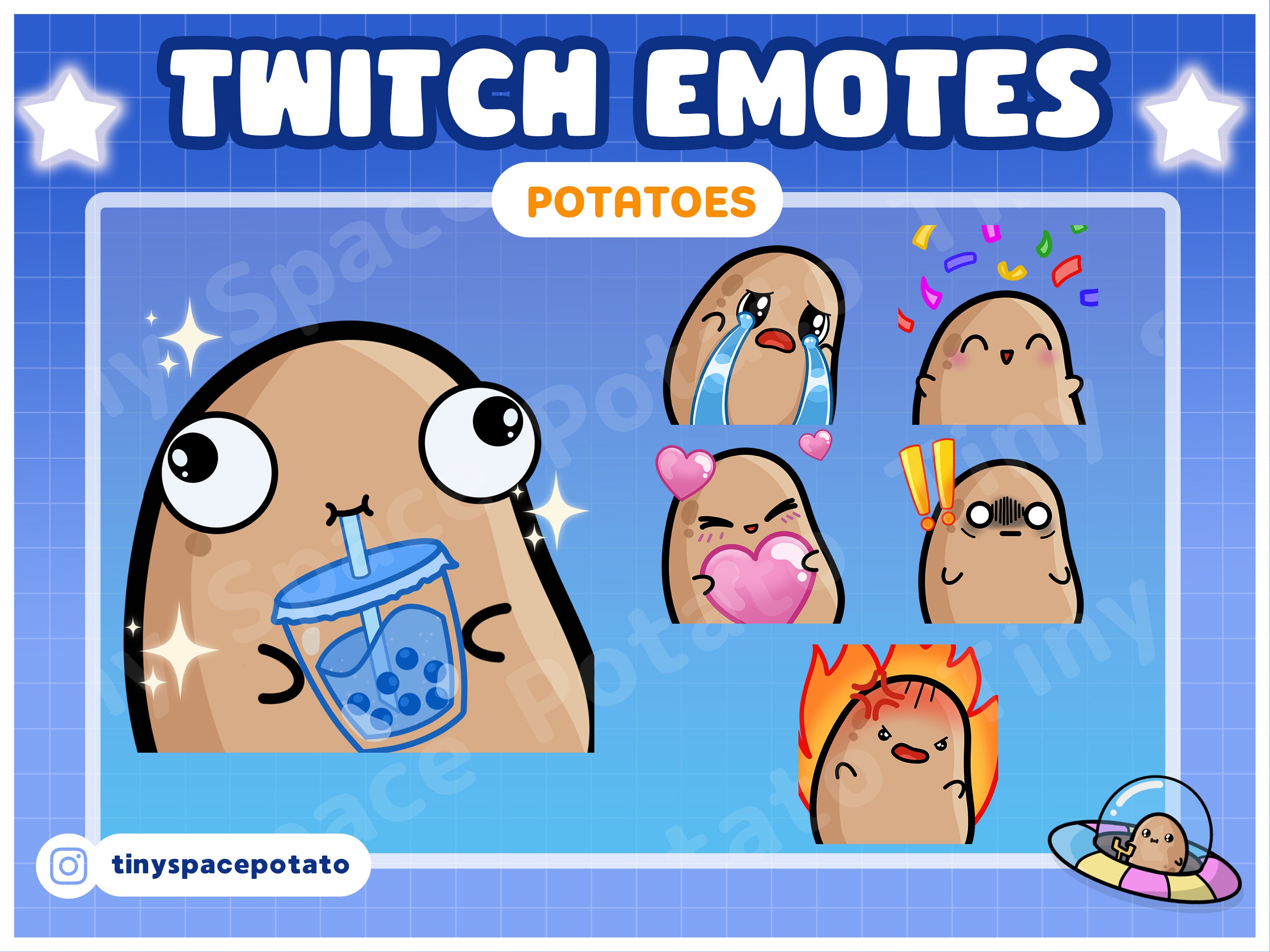 Twitch Emotes Pack Funny Potatoes (SET OF 6) Custom Twitch Emotes ...