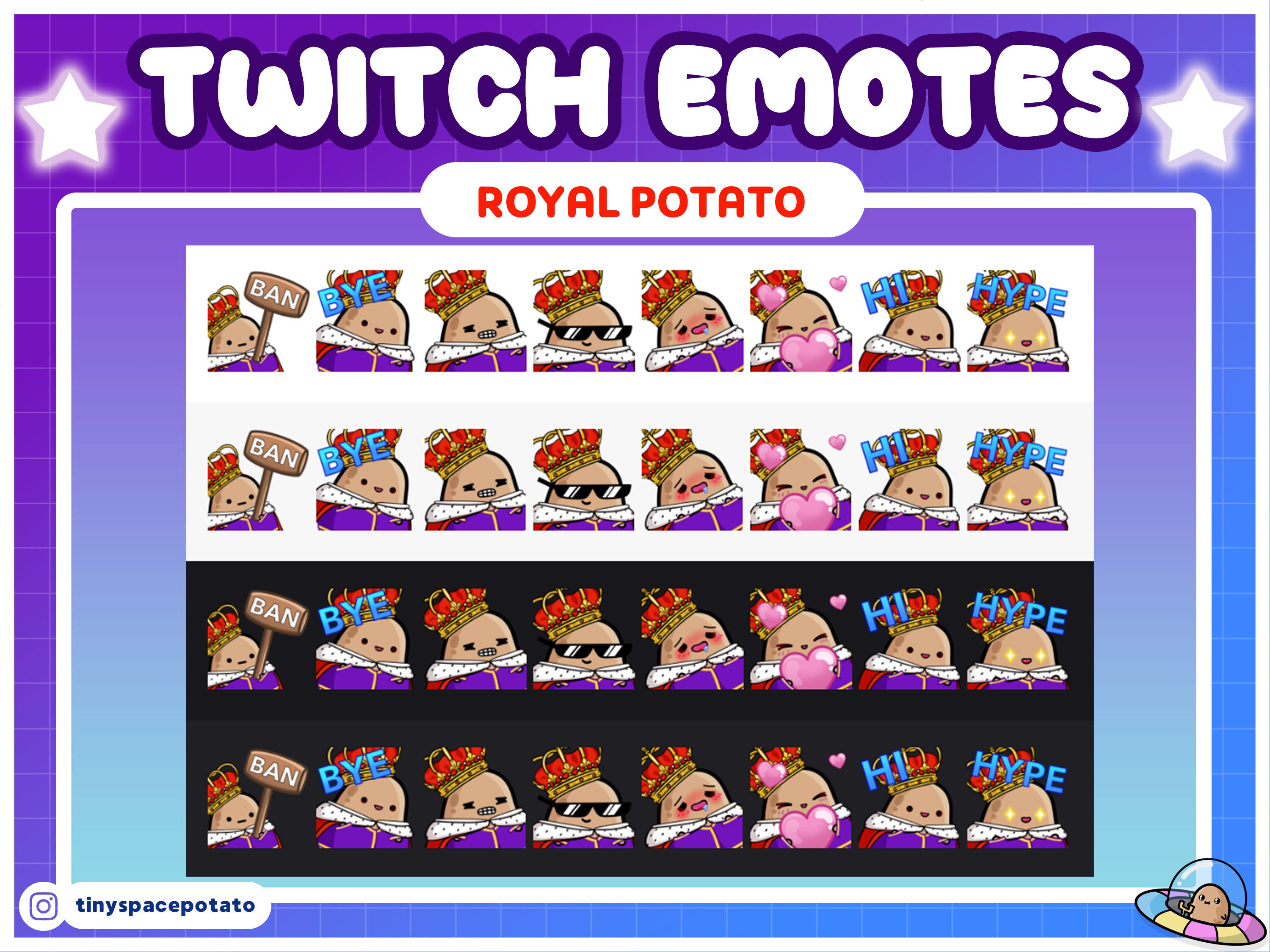 Twitch Emotes Pack Royal Potato (SET OF 15) Emotes Bundle Twitch Emotes ...