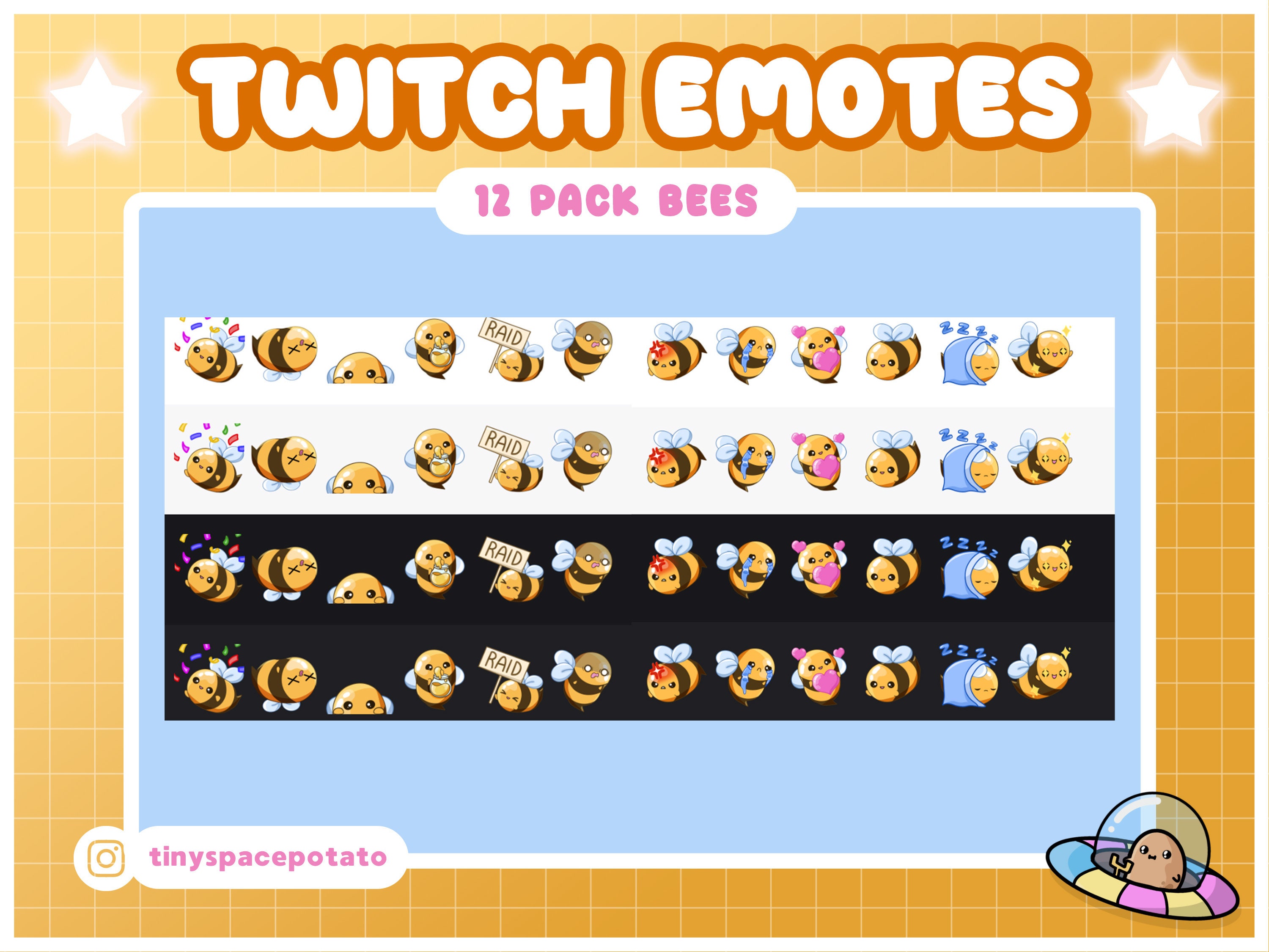 Twitch Emotes Pack Honey Bee (SET OF 12) Emotes Bundle Twitch Emotes ...