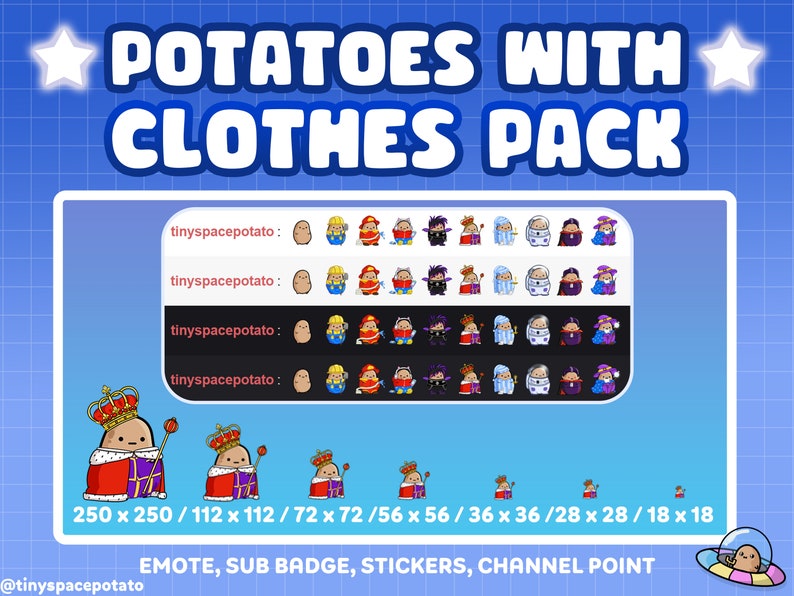 Twitch Sub Badges Twitch Emotes Stream Decoration Potatoes in Clothes ...
