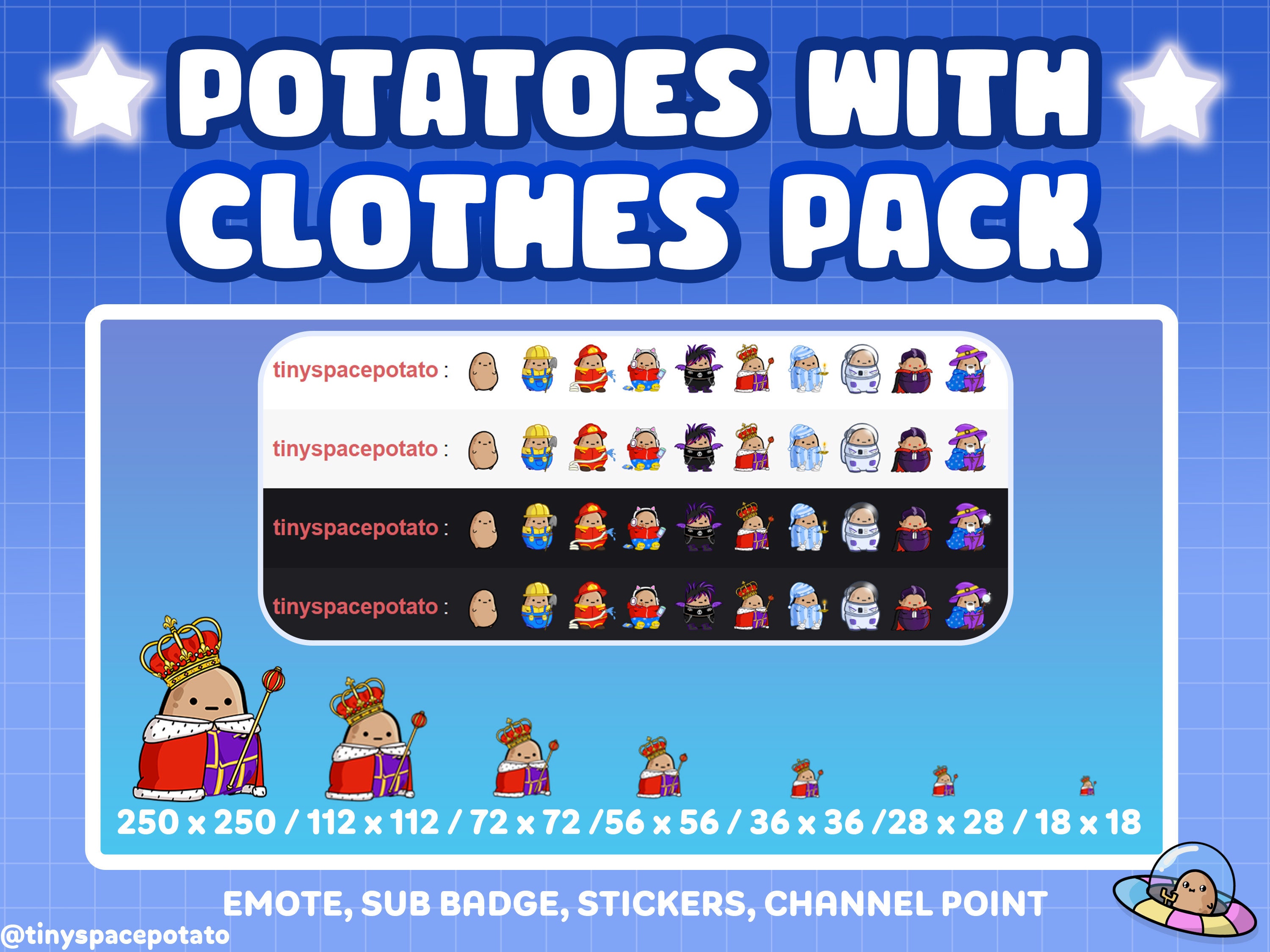 Twitch Sub Badges Twitch Emotes Stream Decoration Potatoes in Clothes ...