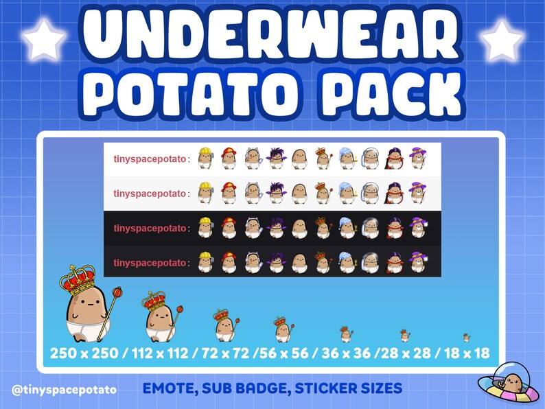 Twitch Sub Badges Twitch Emotes Stream Decoration Underwear Potatoes ...