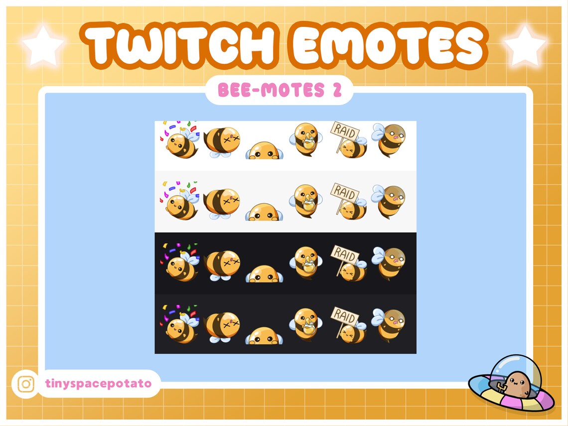 Cute Twitch Emotes Pack Bees (SET OF 6) Custom Twitch Emotes for Vtuber ...