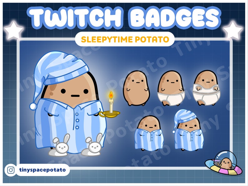 Sub Badges Twitch Cozy Potato SET OF 6 Twitch Sub Badges Funny Sub Badge Cute Cheer Bit Badges ...