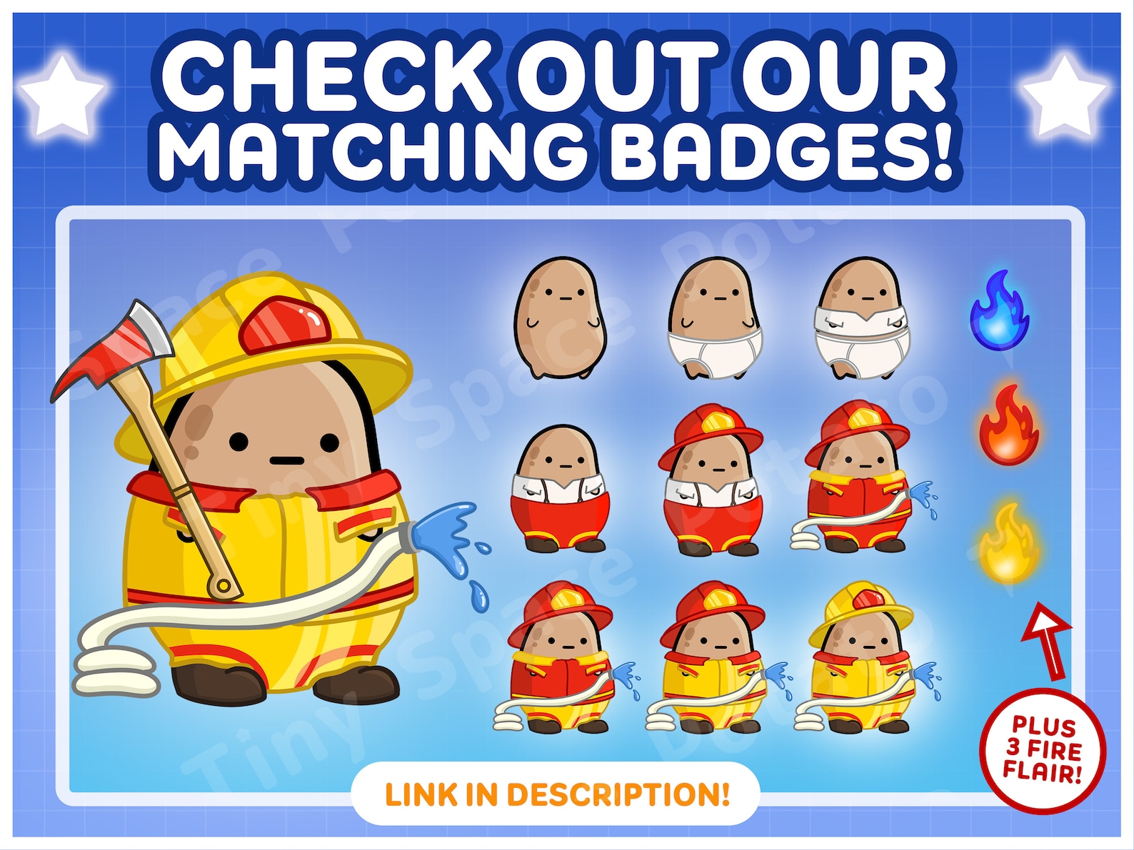 Twitch Emotes Pack Firefighter Potato (SET OF 15) Emotes Bundle Twitch ...