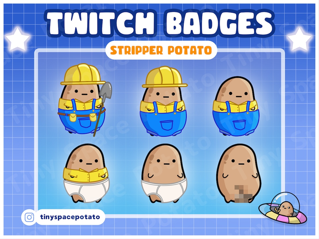Twitch Sub Badge Funny Stripper Potato SET OF 6 Cute Sub - Etsy