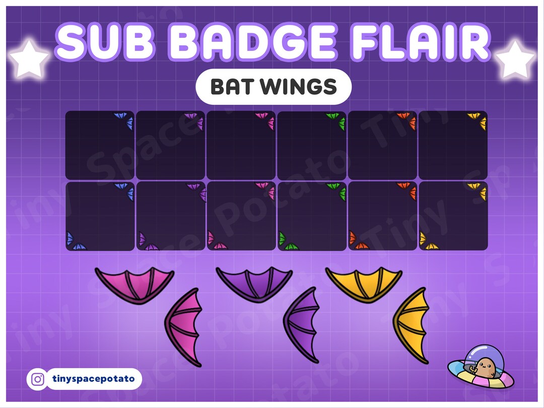 Twitch Badge Flair Bat Wings Spooky SET OF 12 Sub Badge - Etsy