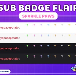 Twitch Badge Flair Sparkle Paw Print SET of 12 Vtuber Assets - Etsy