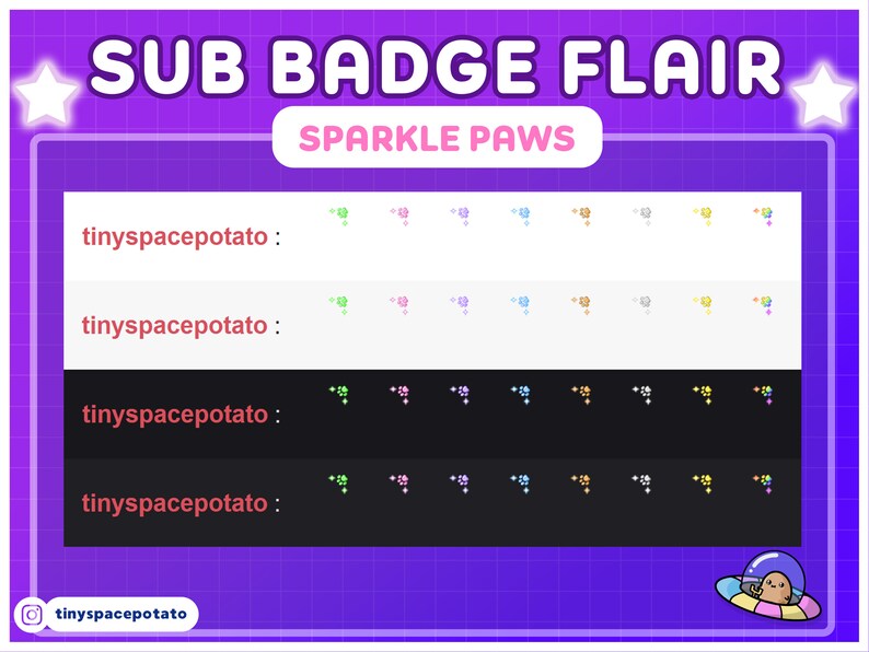 Twitch Badge Flair Sparkle Paw Print SET of 12 Vtuber Assets - Etsy