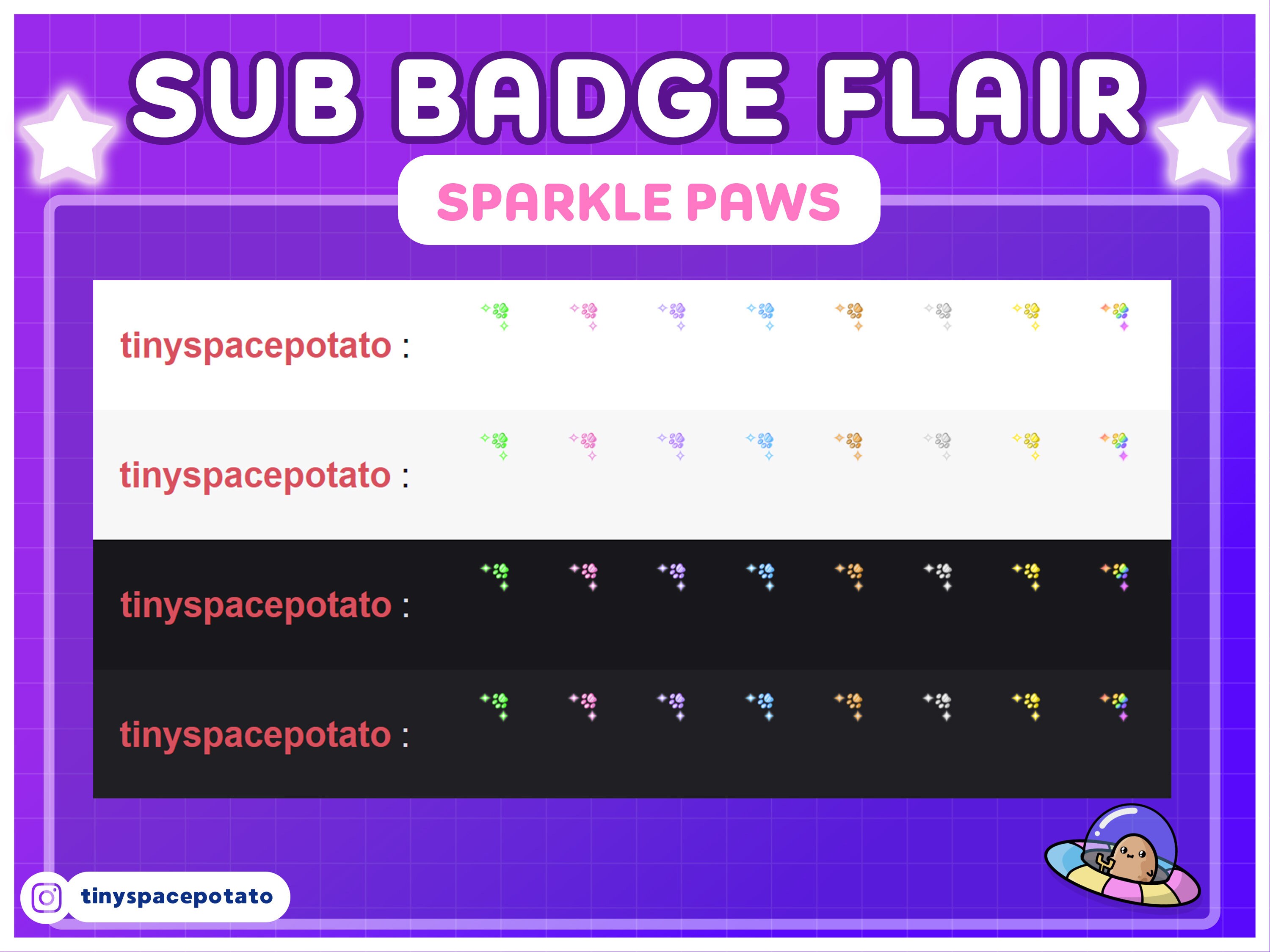 Twitch Badge Flair Sparkle Paw Print SET of 12 Vtuber Assets - Etsy
