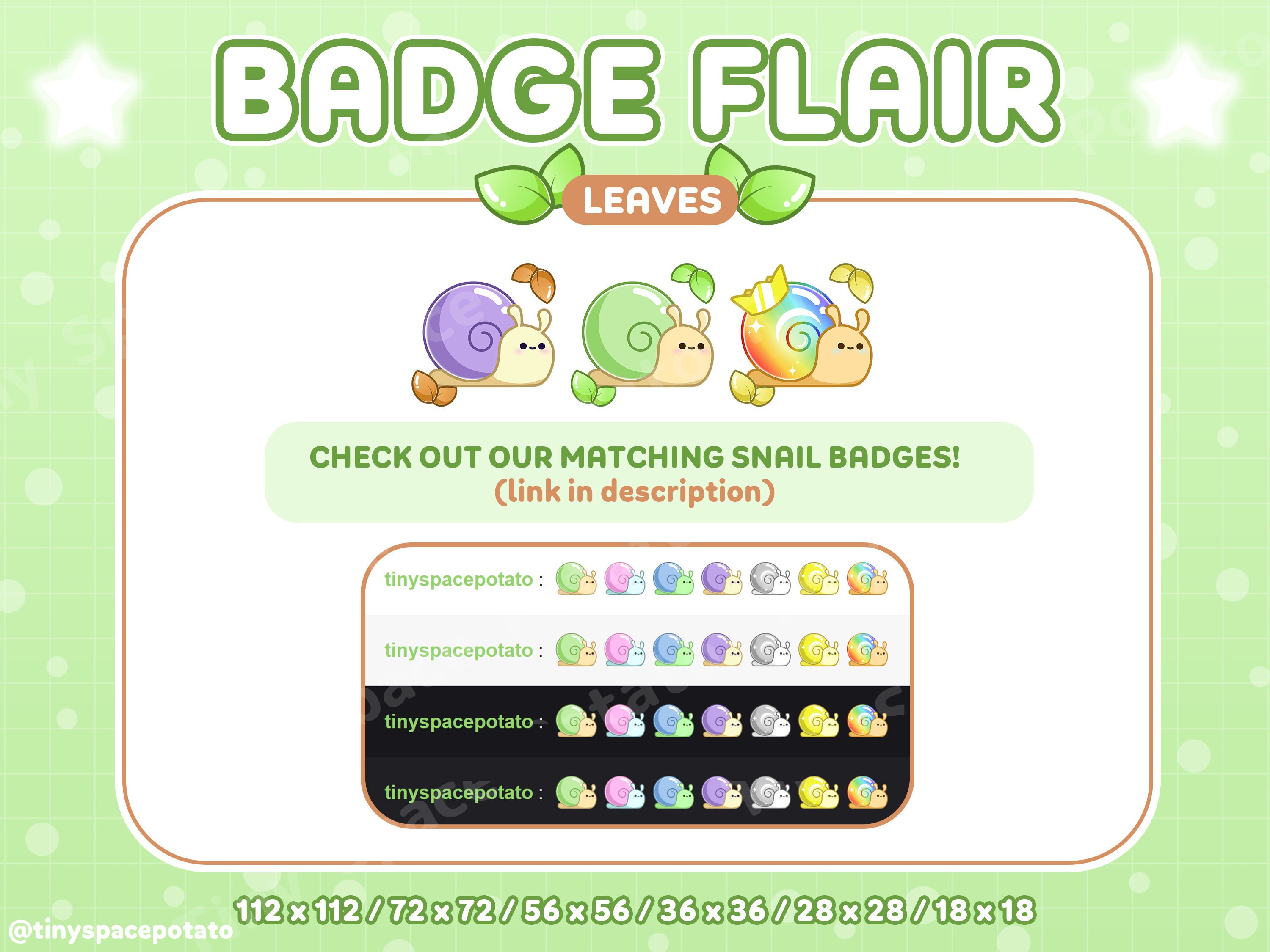 Twitch Badge Flair Leaves (SET OF 6) Cute Leaf Sub Badge Flair Cottage ...