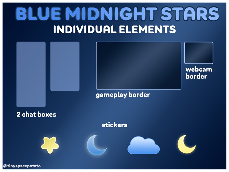 Twitch Overlay Package Animated Blue Moon Clouds - Etsy