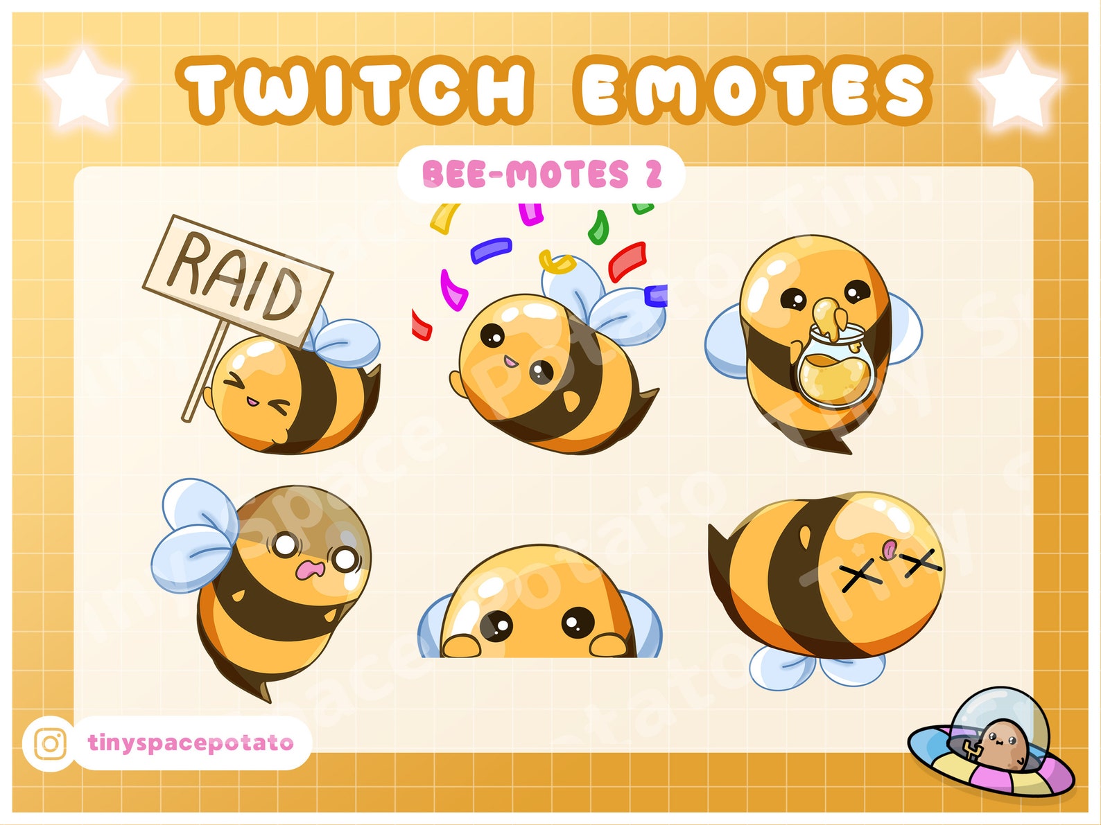 Cute Twitch Emotes Pack Bees SET OF 6 Custom Twitch Emotes - Etsy