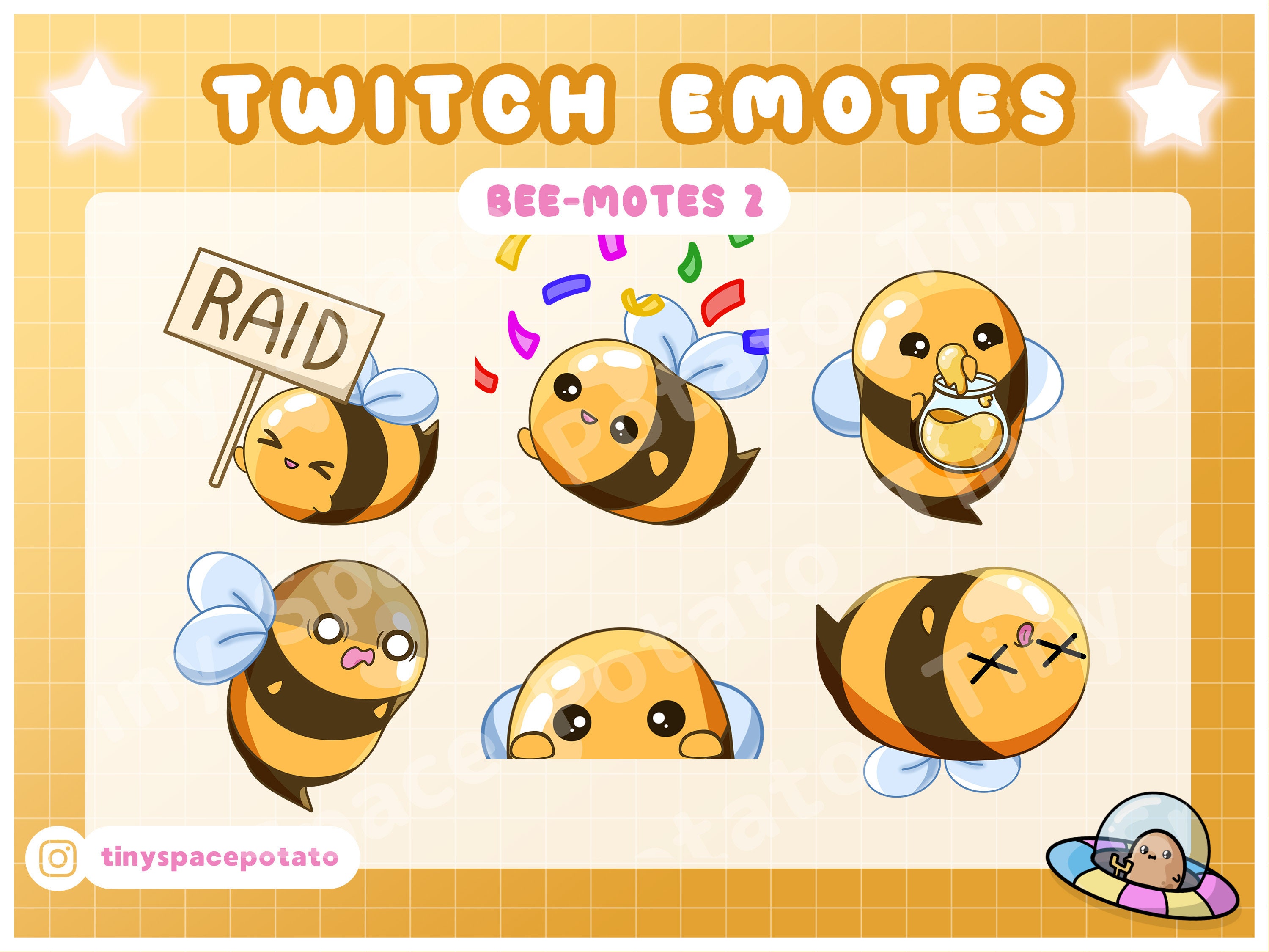 Cute Twitch Emotes Pack Bees SET OF 6 Custom Twitch Emotes - Etsy