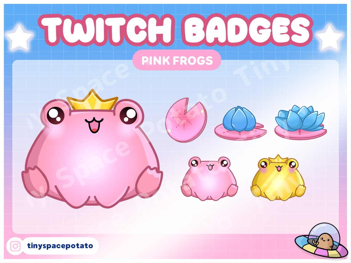 Twitch Sub Badges Pink Frog SET OF 6 Cute Sub Badges Twitch - Etsy