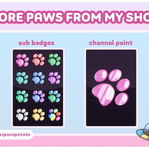 Twitch Badge Flair Sparkle Paw Print (SET of 12) Vtuber Assets Cat Sub ...