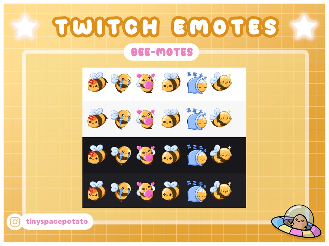 Cute Twitch Emotes Pack Honey Bees SET OF 6 Twitch Stream - Etsy