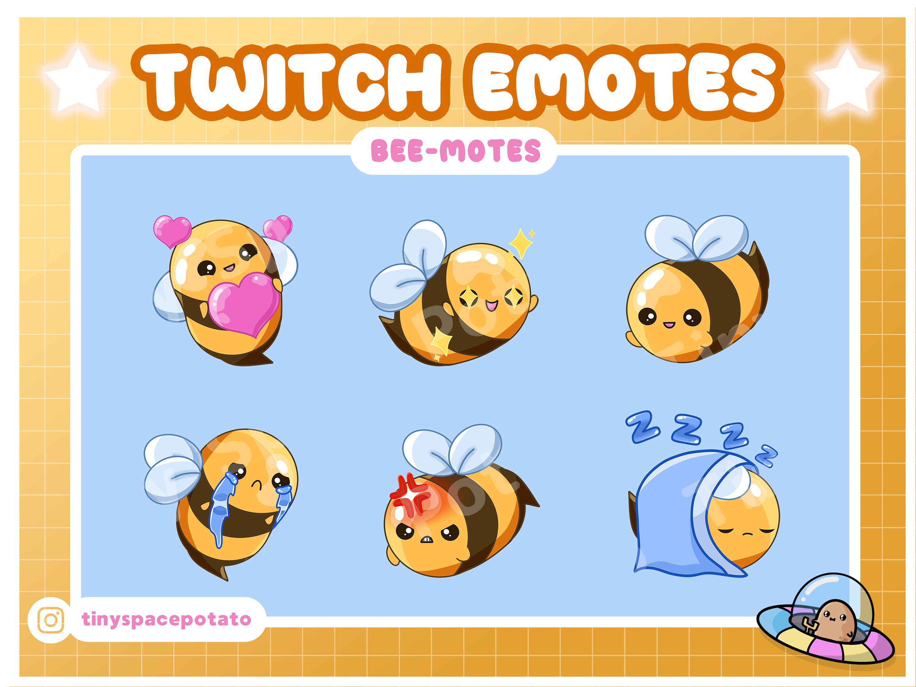Cute Twitch Emotes Pack Honey Bees SET OF 6 Twitch Stream Pack for ...