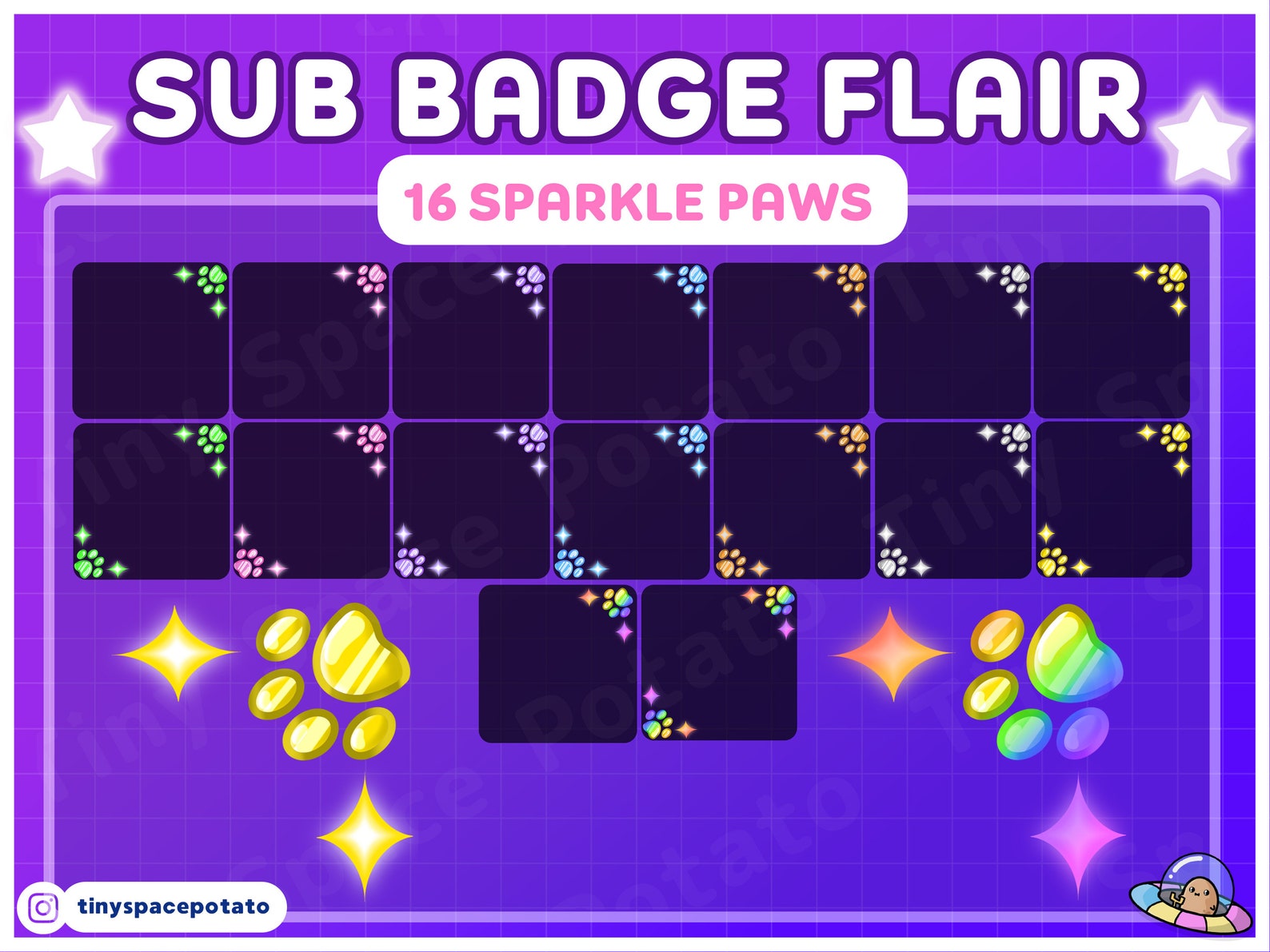 Twitch Badge Flair Sparkle Paw Print SET of 12 Vtuber Assets - Etsy