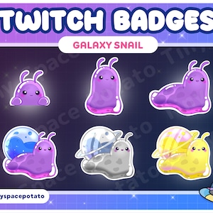 Twitch Sub Badges Galaxy Snail (SET of 6) Celestial Purple Moon Galaxy ...