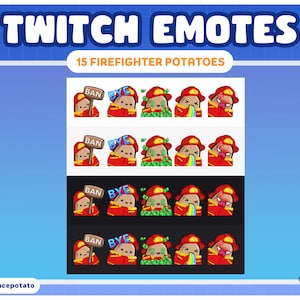 Twitch Emotes Pack Firefighter Potato (SET OF 15) Emotes Bundle Twitch ...