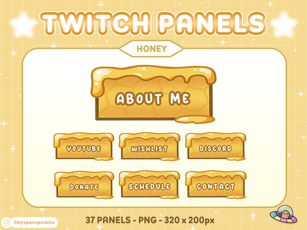 Twitch Panels Honey Bee (SET of 37) Stream Panels Twitch Overlay Vtuber ...