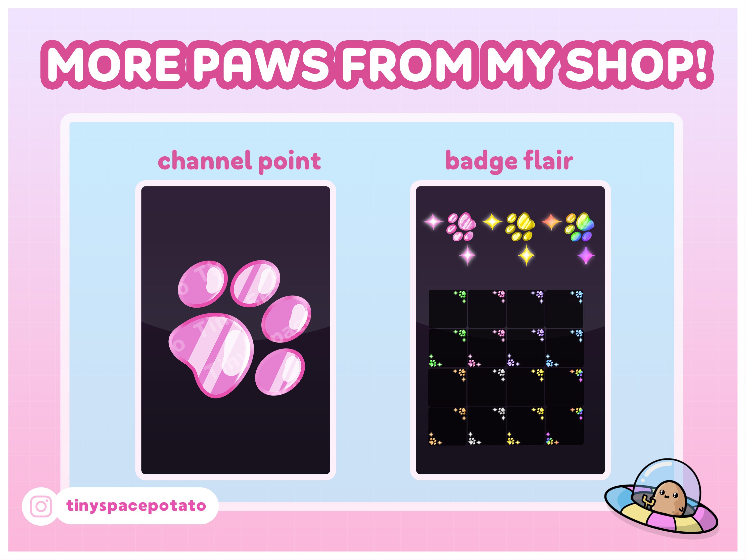 Twitch Sub Badges Metal Paw Print (SET OF 12) Twitch Bit Badges Cat Sub ...