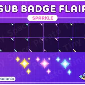 Sub Badge Flair Sparkle Glow SET of 12 Cute Glow Sparkle Sub - Etsy