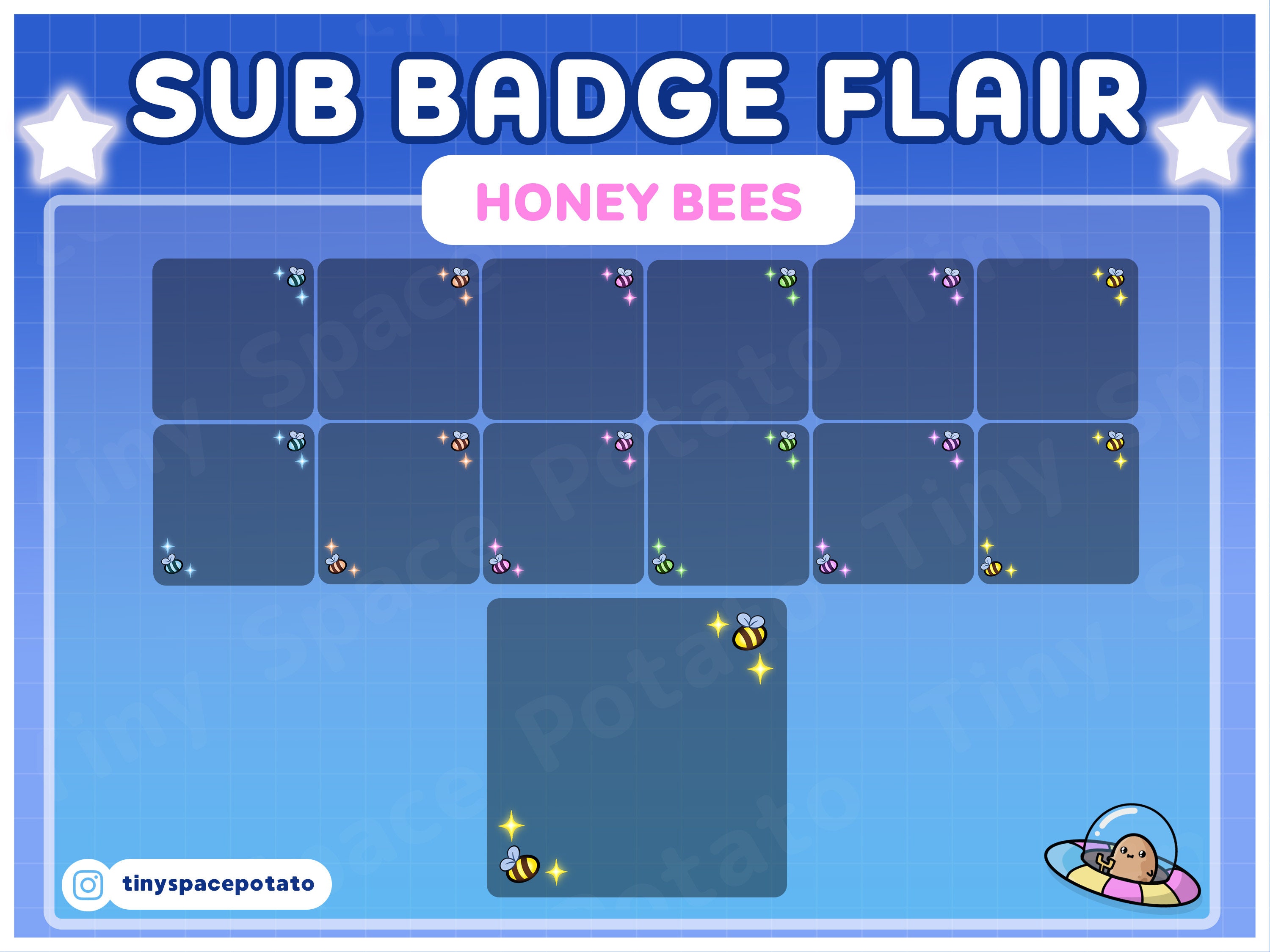Sub Badge Flair Honey Bee Sparkle SET OF 12 Cute Glow - Etsy