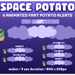 Twitch Overlay Package Animated Space Potato - Purple Stream Overlay ...